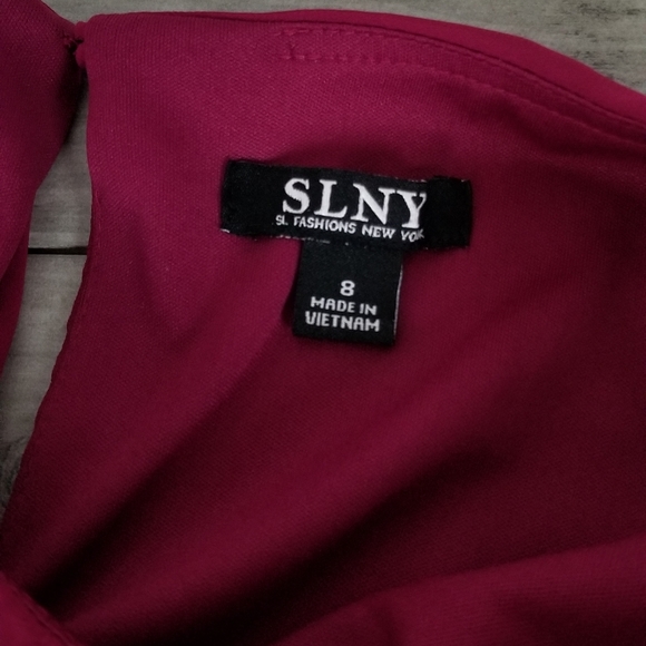 SLNY | Dresses | Slny Capelet Tiered Raspberry Beaded Evening Dress ...